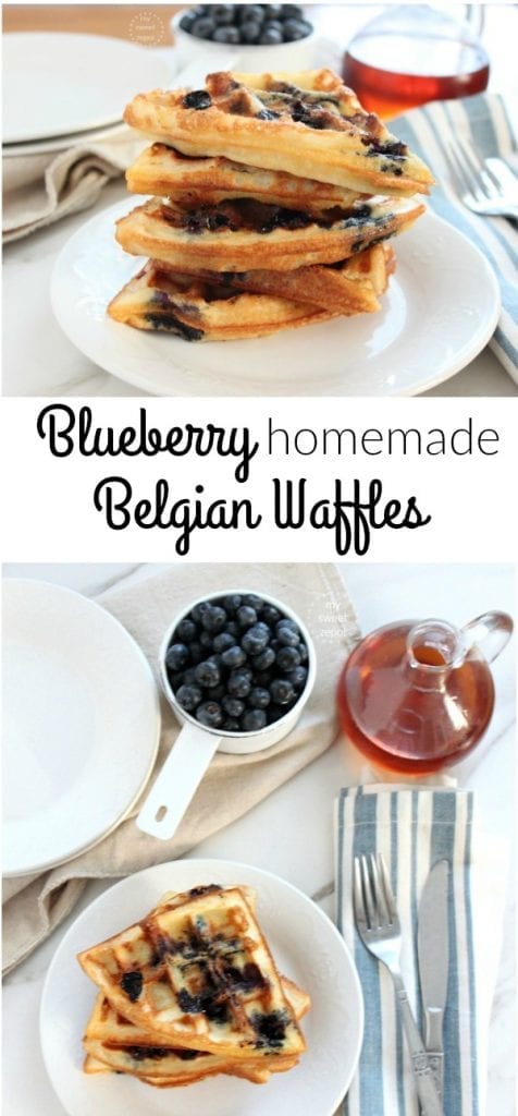 Large and Crispy Blueberry Homemade Belgian Waffles